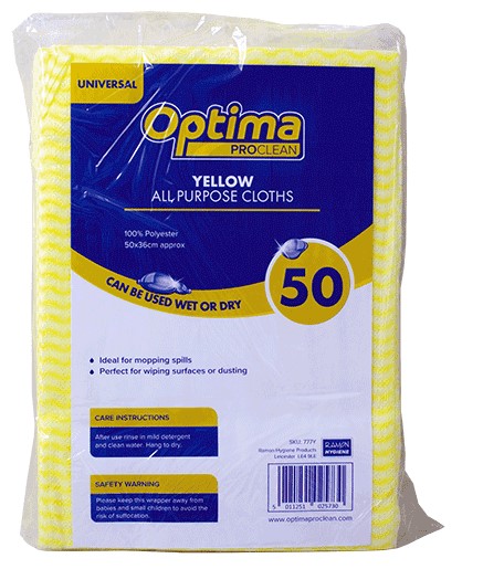 Hygiene Systems Limited - Optima Proclean All Purpose Cloths - Yellow